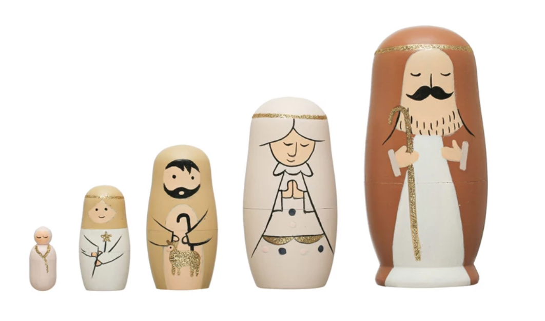 Hand-Painted Wood Nativity Nesting Dolls | FERN IN THE WILD