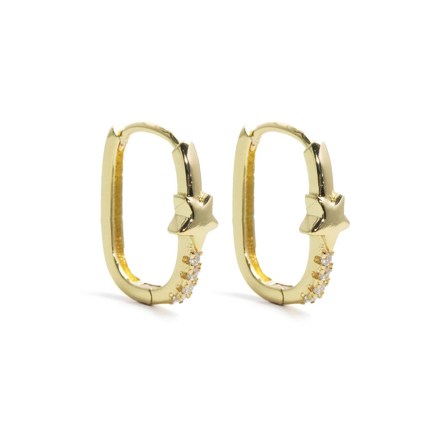 Long Pave Star Huggies | FERN IN THE WILD